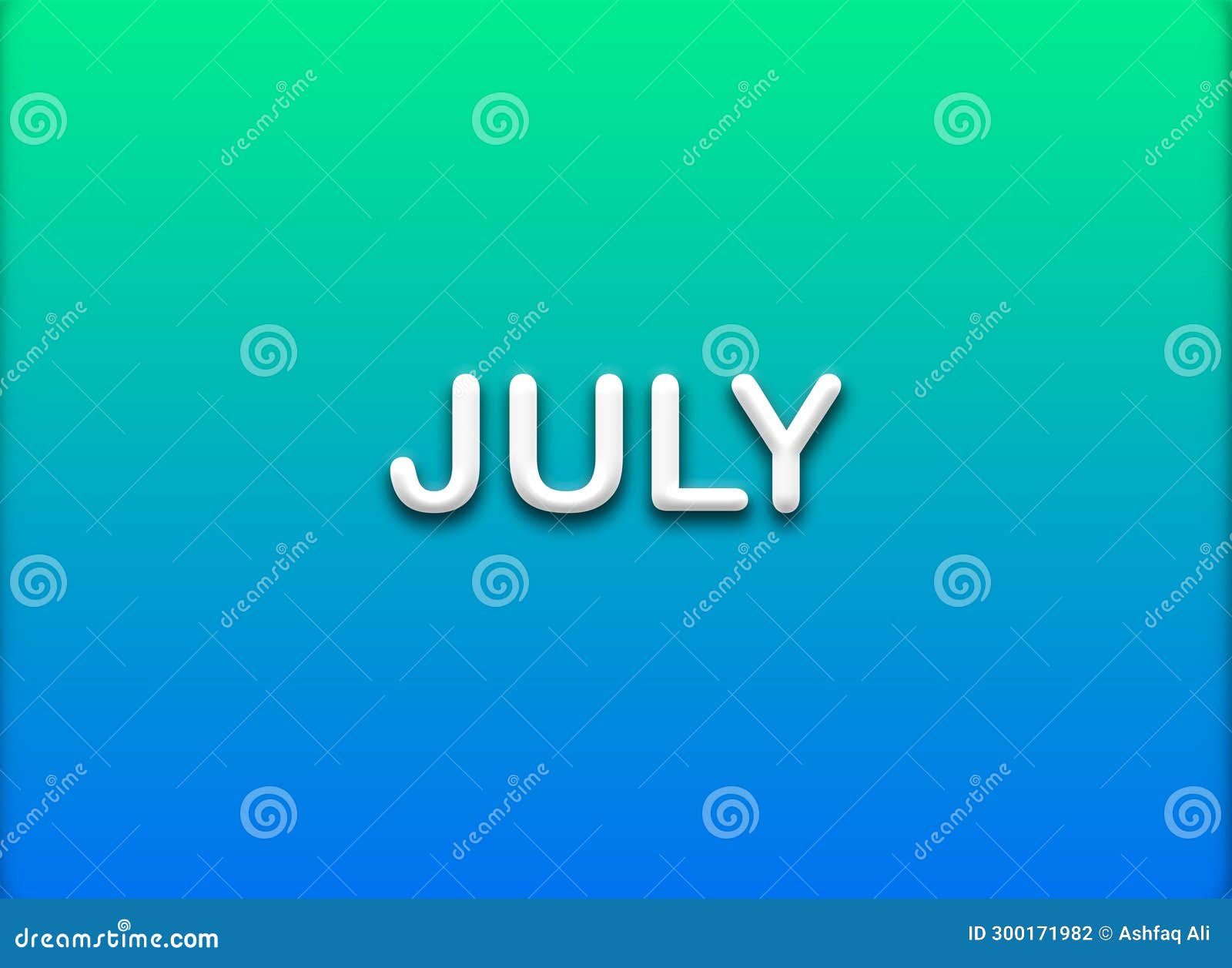 July Month Name Design Illustration. Name of the Month Background ...