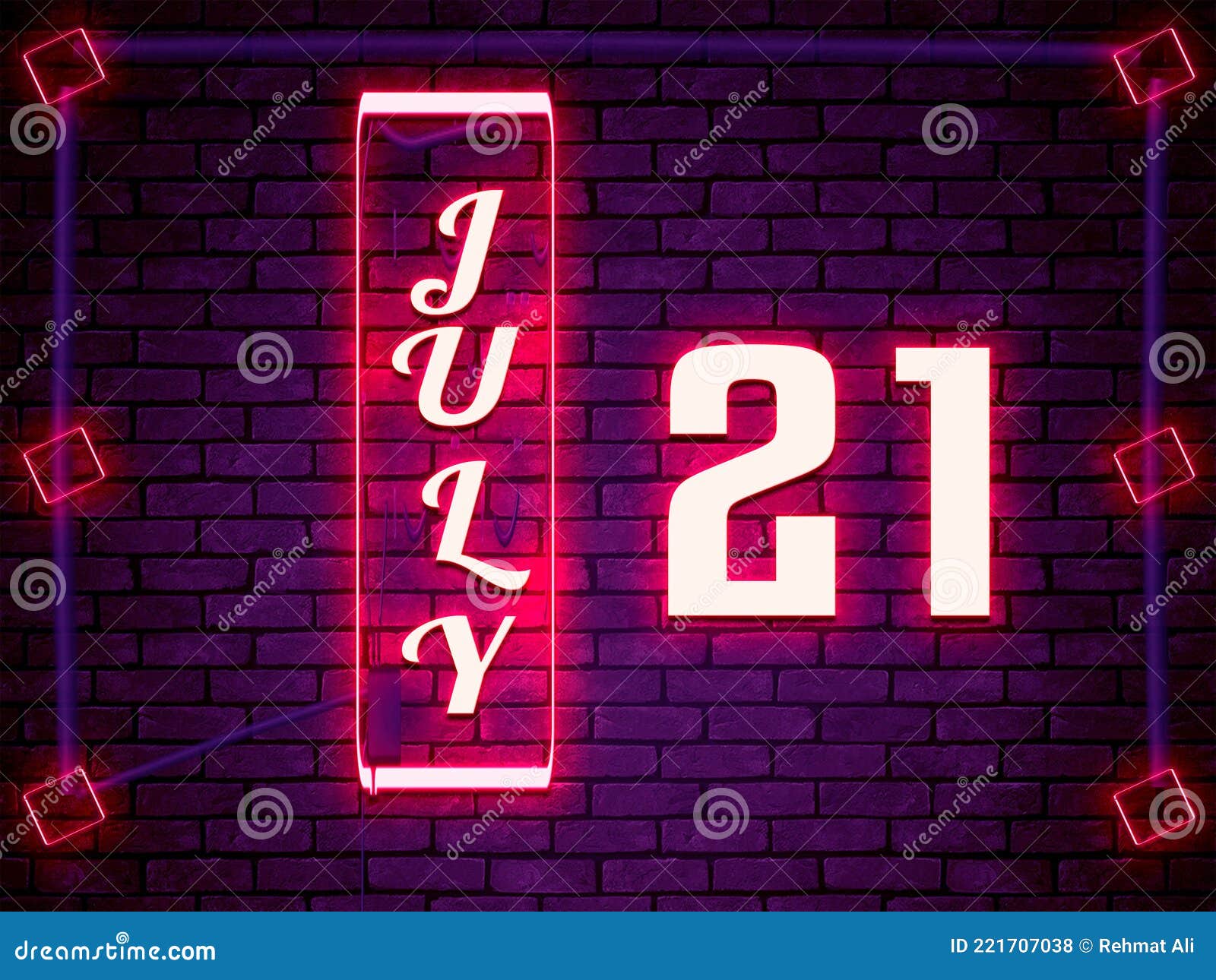21 July, Monthly Calendar on Bricks Background Stock Illustration ...