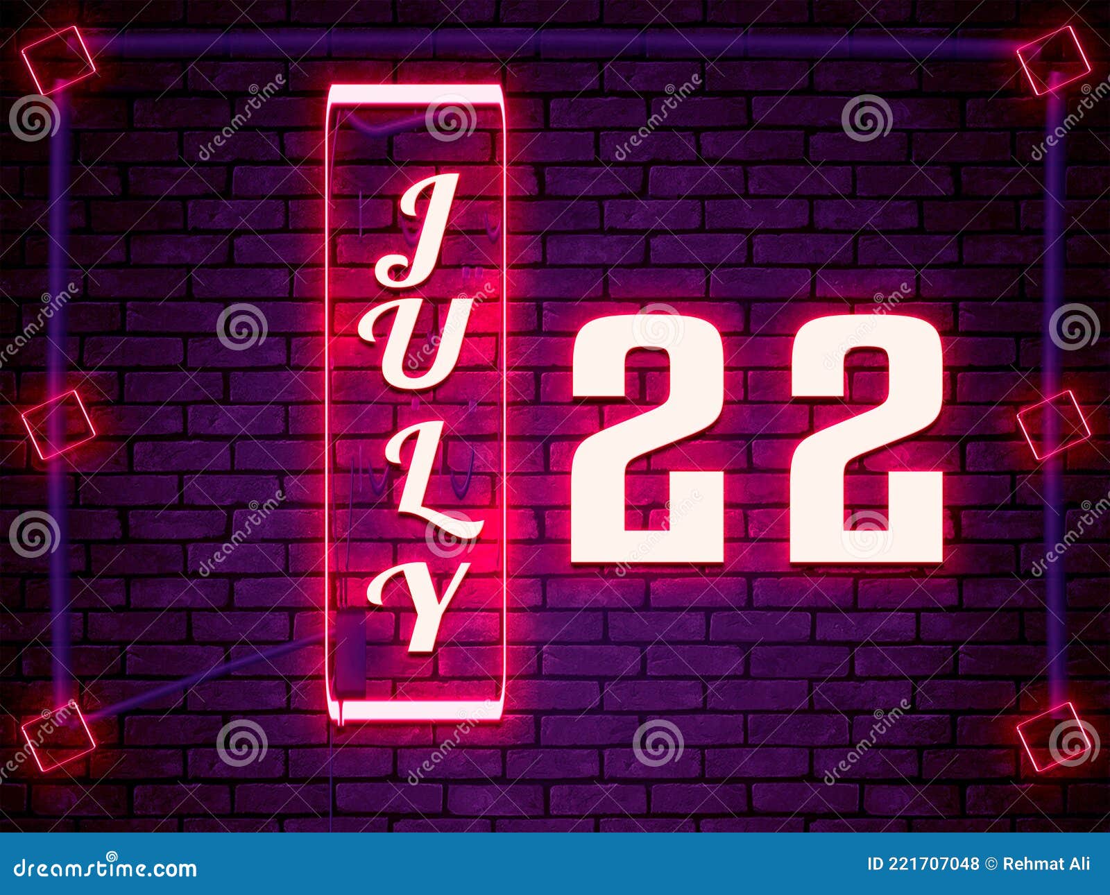 22 July, Monthly Calendar on Bricks Background Stock Illustration ...