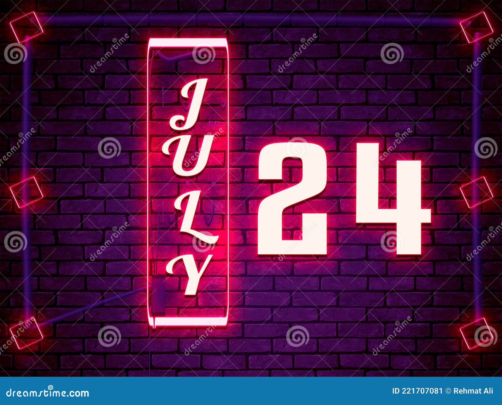 24 July, Monthly Calendar on Bricks Background Stock Illustration ...