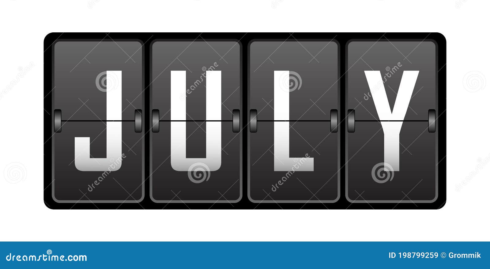 July. Name of the Month on the Cells of the Mechanical Tableau Stock ...