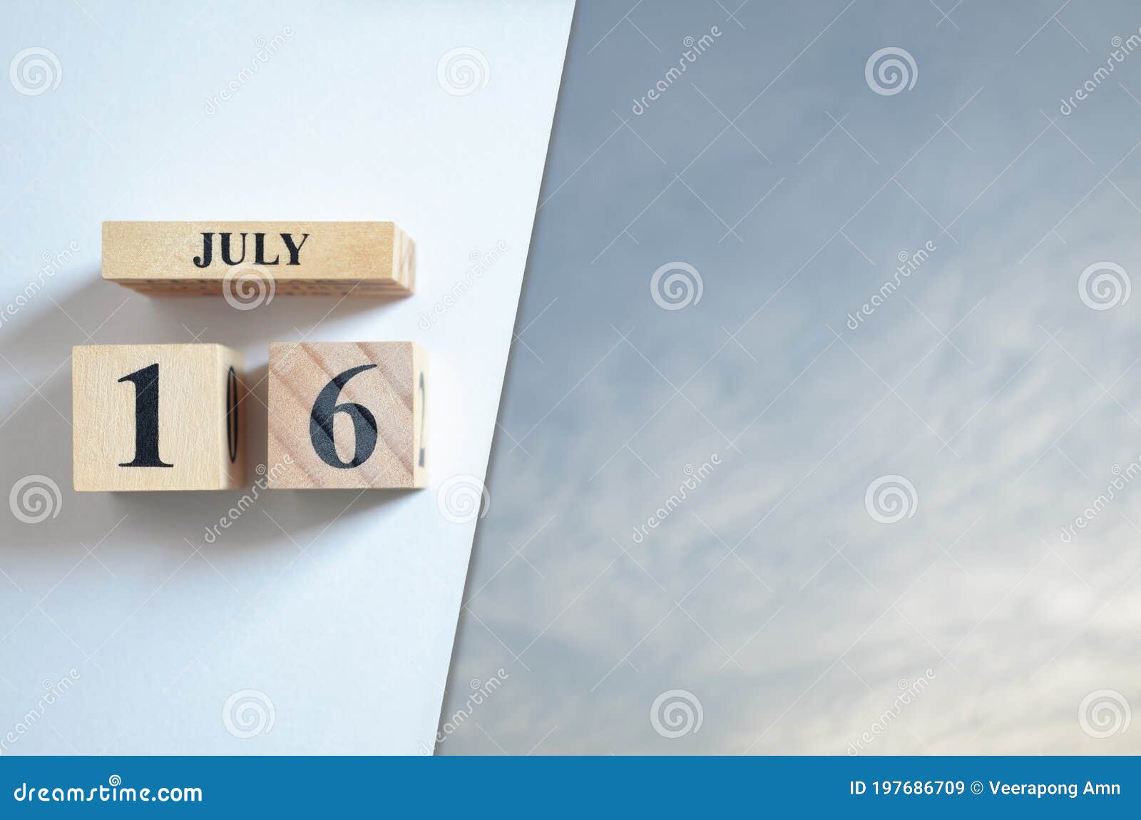 July 16, Cover Design with Sky Background Stock Image - Image of july ...