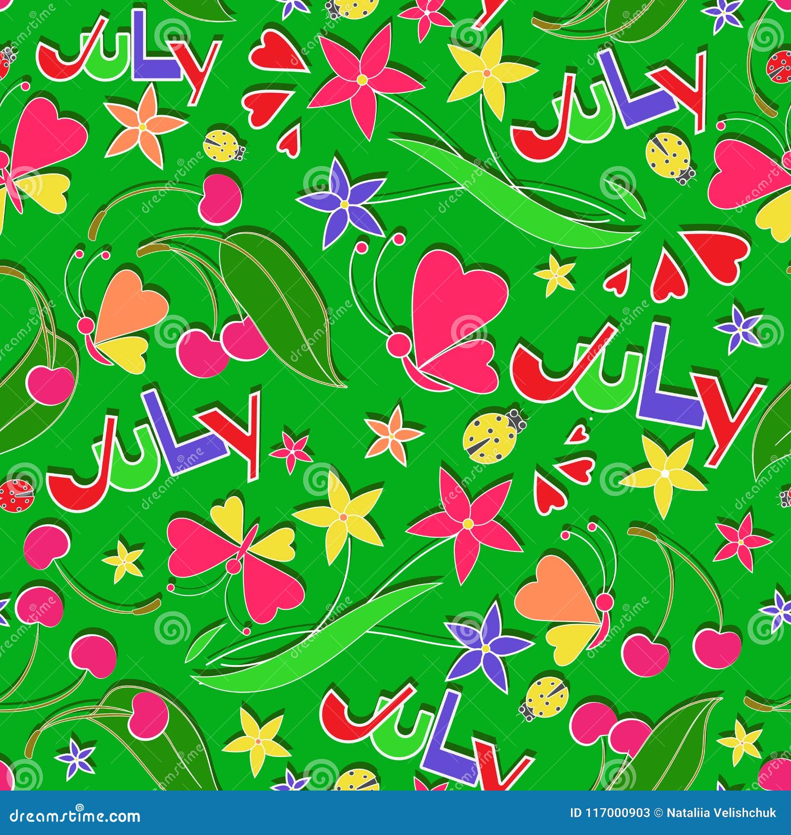 July. Summer composition stock vector. Illustration of flowers - 117000903