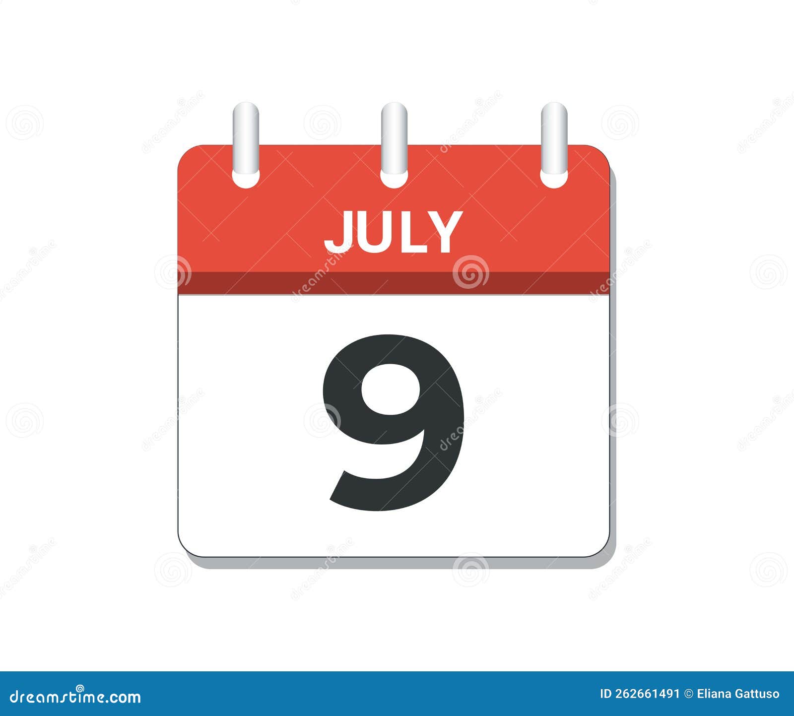 July 9th Calendar Icon Vector. Concept of Schedule, Business and Tasks ...