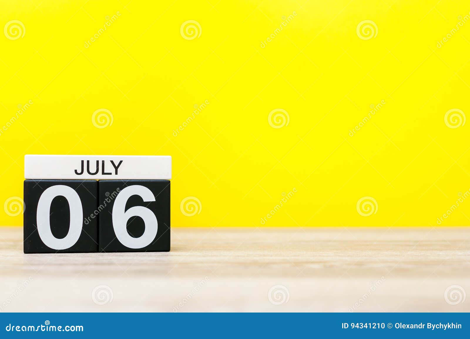 July 6th. Image of July 6, Calendar on Yellow Background. Summer Time ...