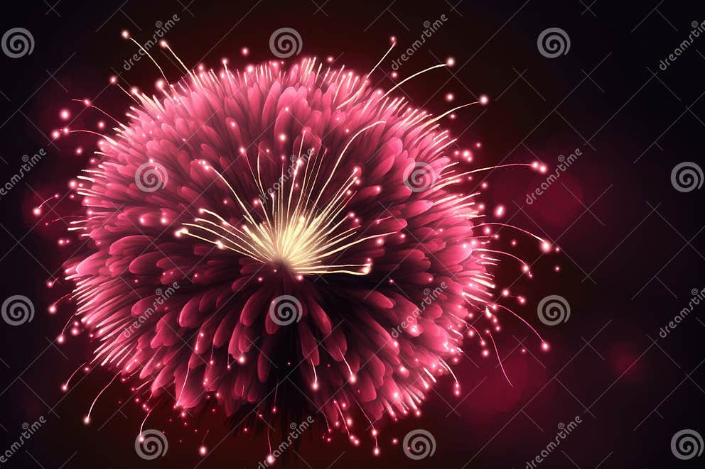 On July 4th, Pretty Pink Fireworks Were Lit Off Stock Illustration ...