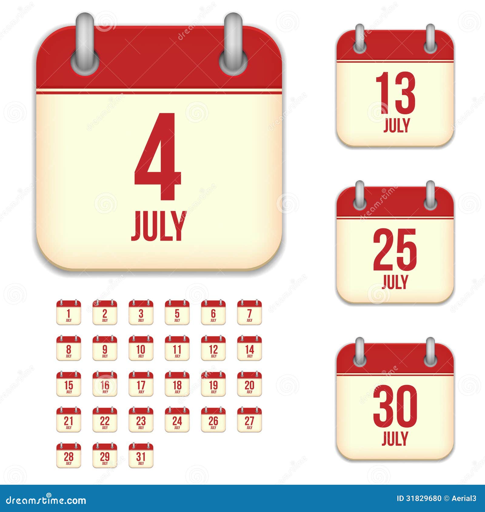 July vector calendar icons stock vector. Illustration of reminder ...