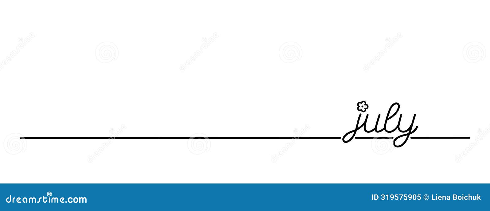 July Word Continuous Line Drawing, Black Line Vector Illustration ...