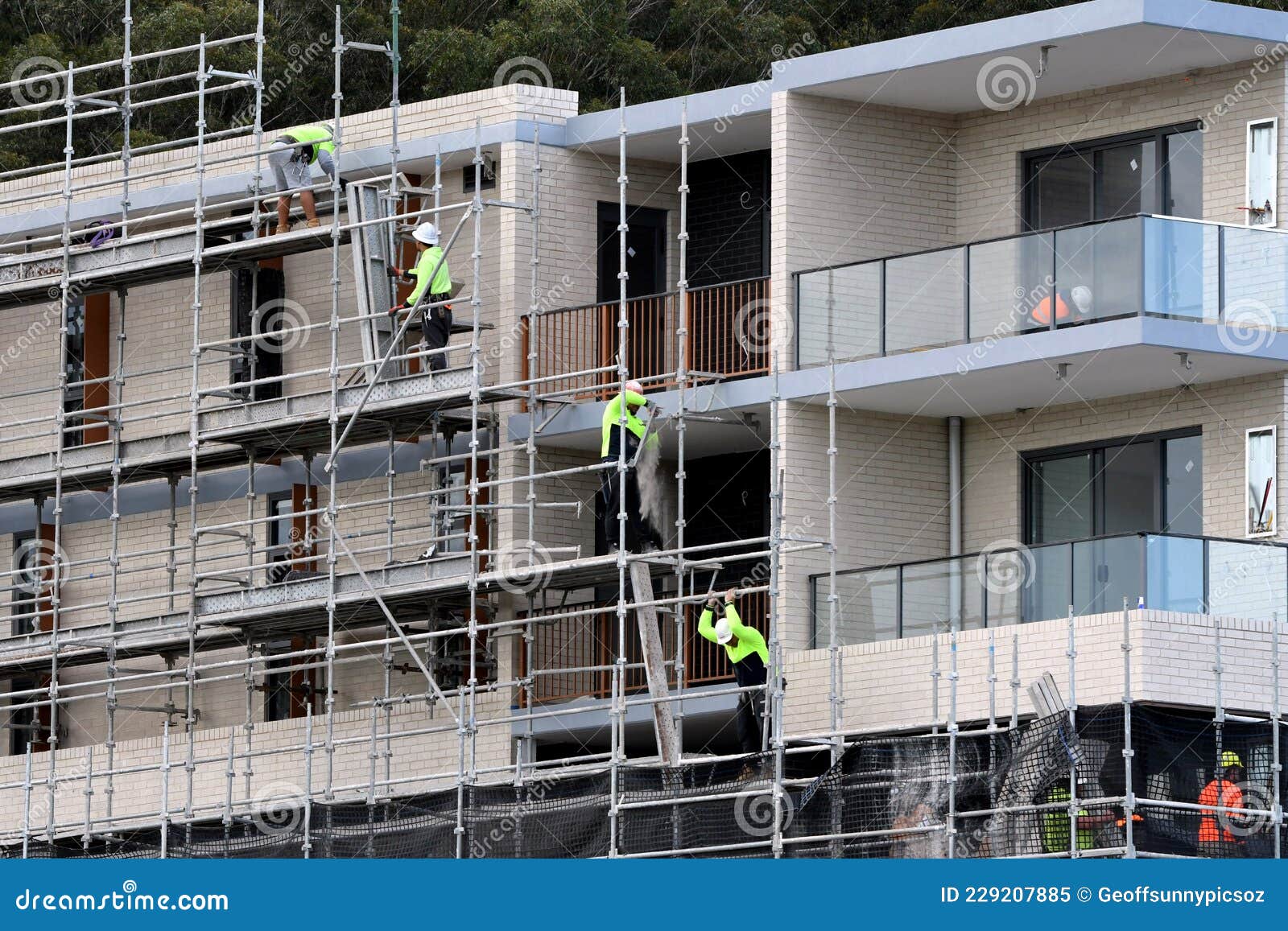 July 15, 2021. Workers Disassembling Scaffolding on Now Completed Top ...