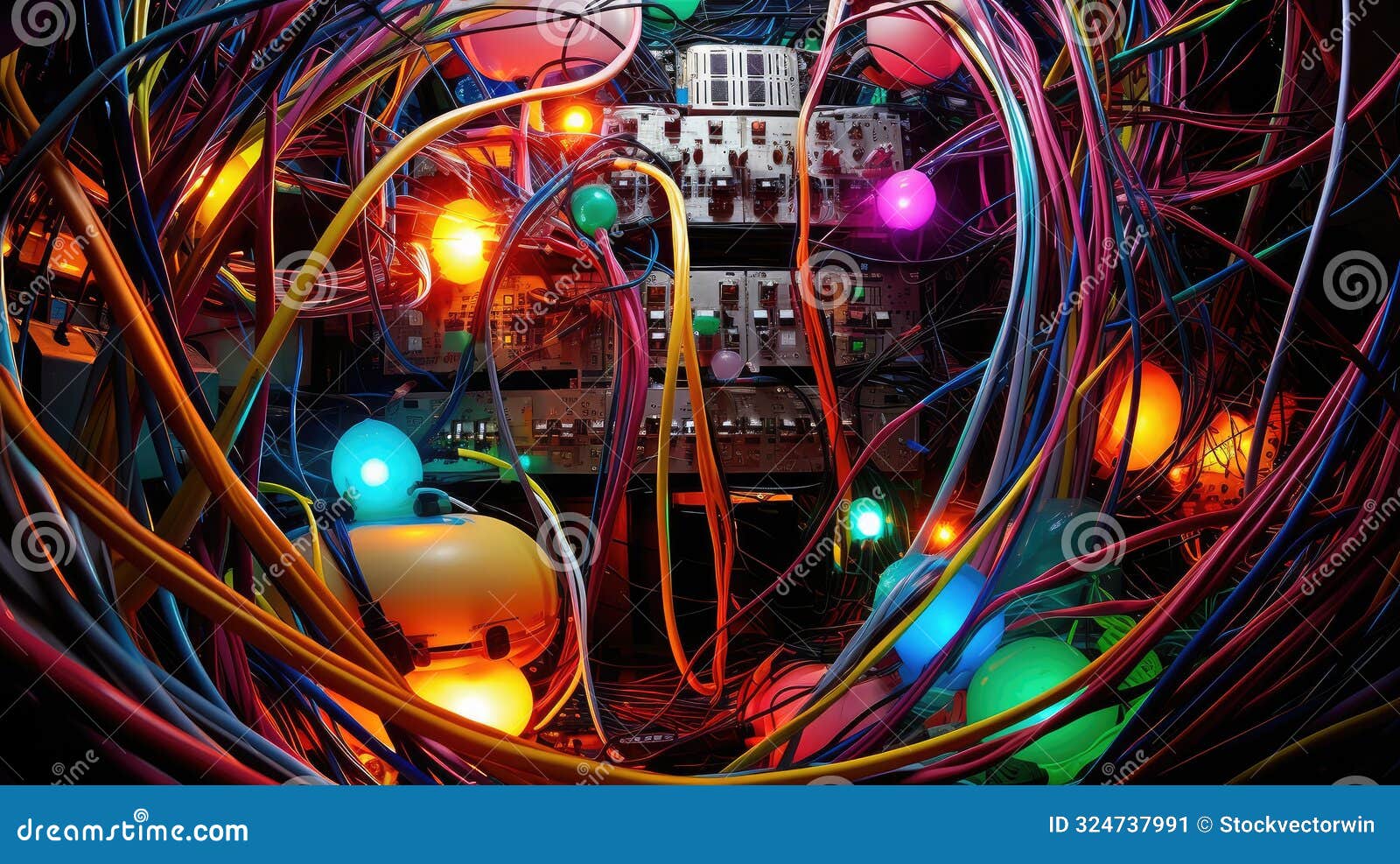 Jumble ball of cables stock illustration. Illustration of world - 324737991