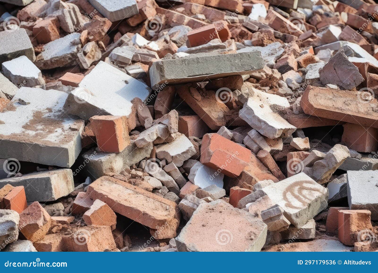 Jumbled Bricks from a Collapsed Wall Stock Photo - Image of pile ...