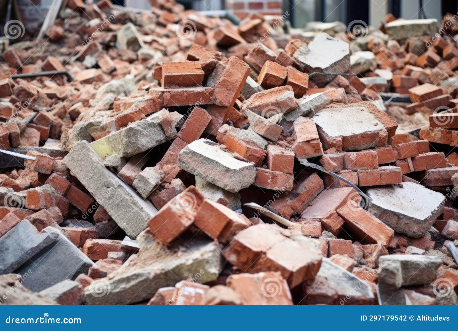 Jumbled Bricks from a Collapsed Wall Stock Photo - Image of decay ...