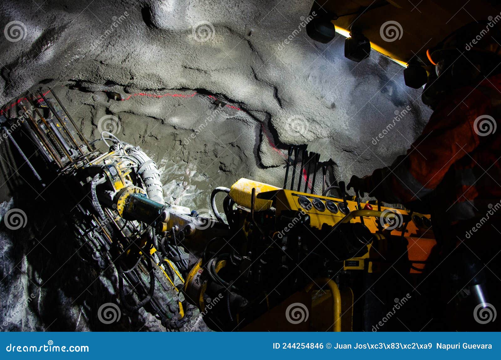 Jumbo Drill Posing at Underground Mine. Stock Photo - Image of dark ...