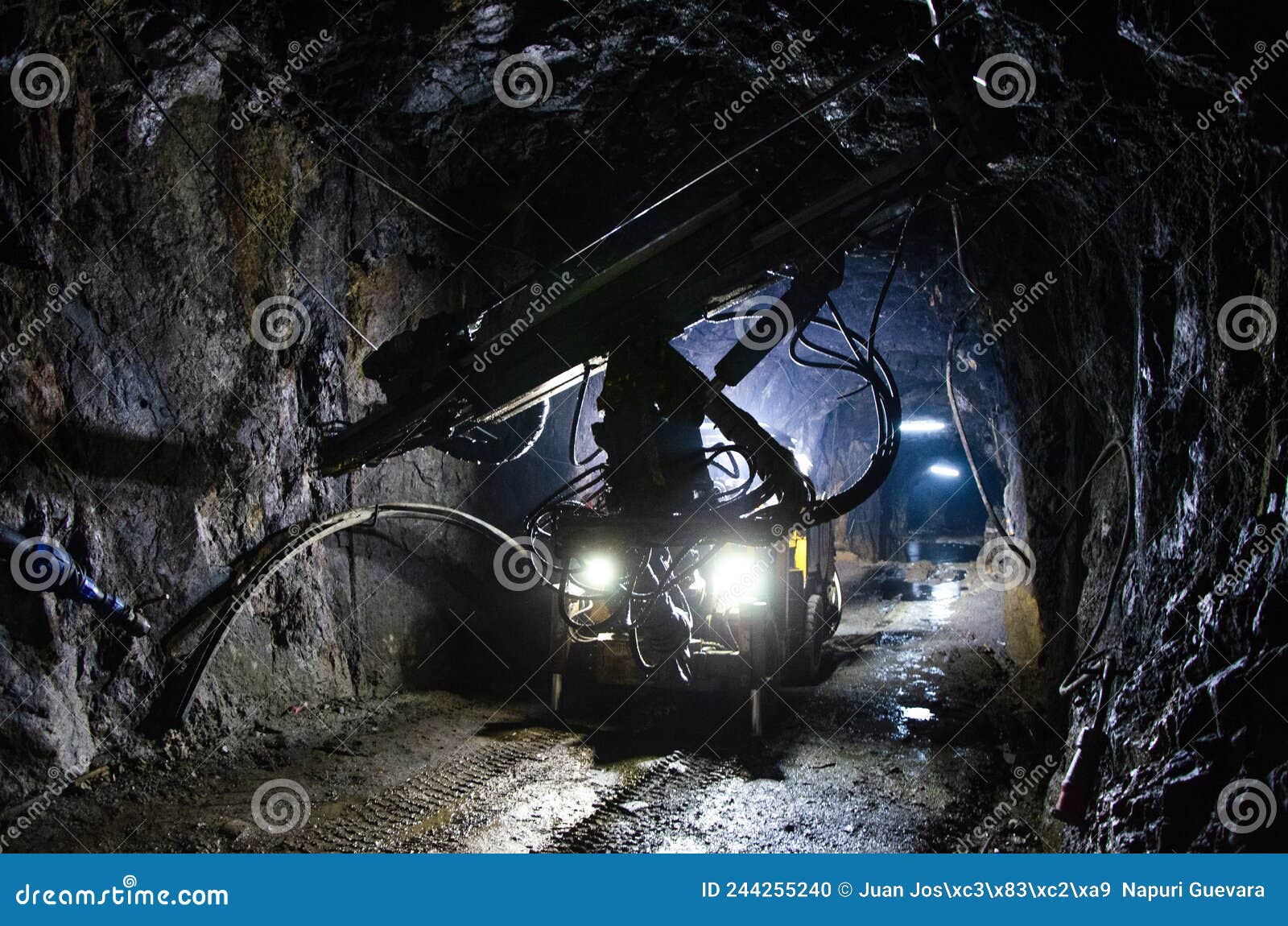 Jumbo Drill Posing at Underground Mine. Stock Photo - Image of ...
