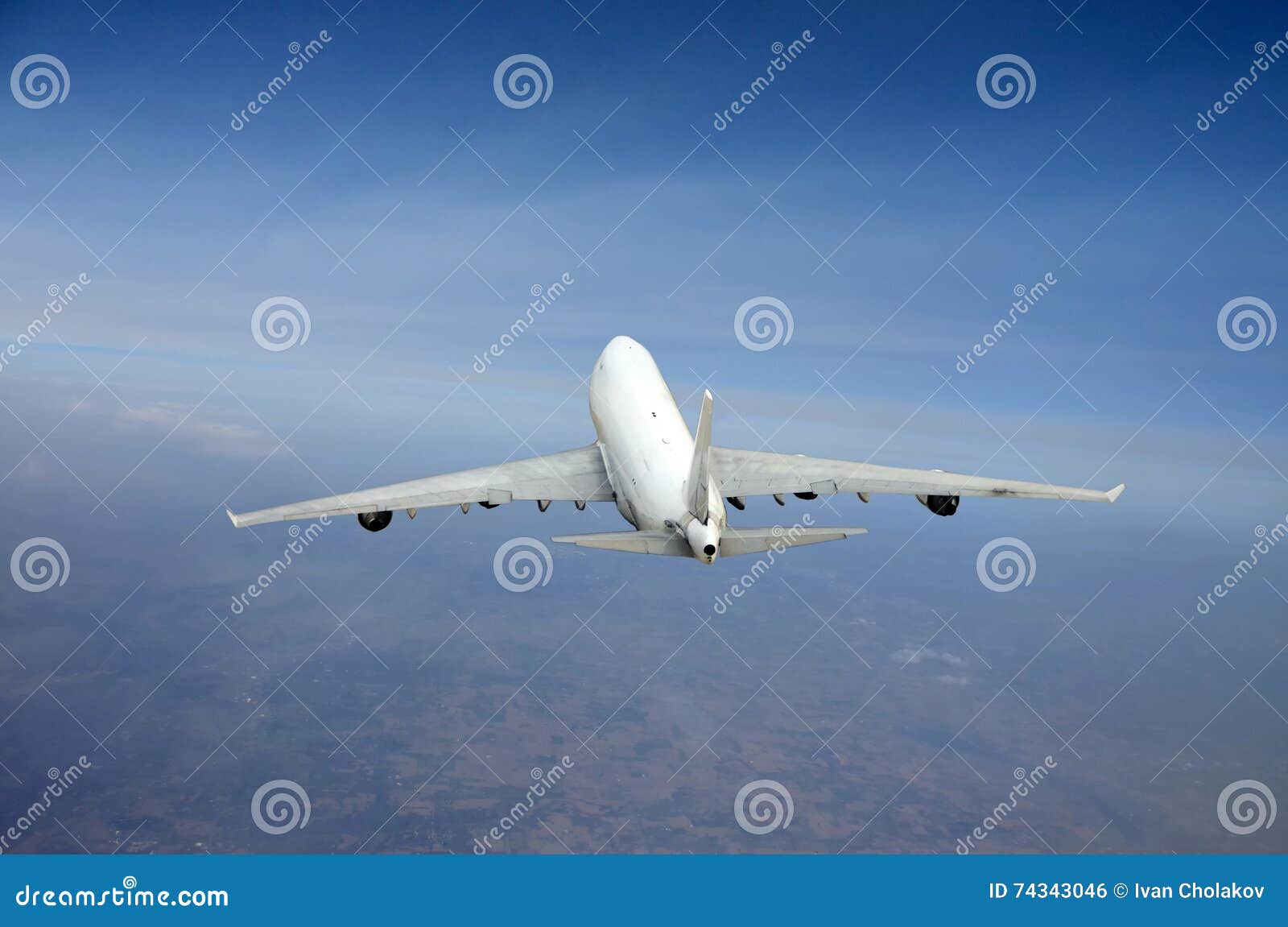 Jumbo jet in flight stock photo. Image of transport, view - 74343046