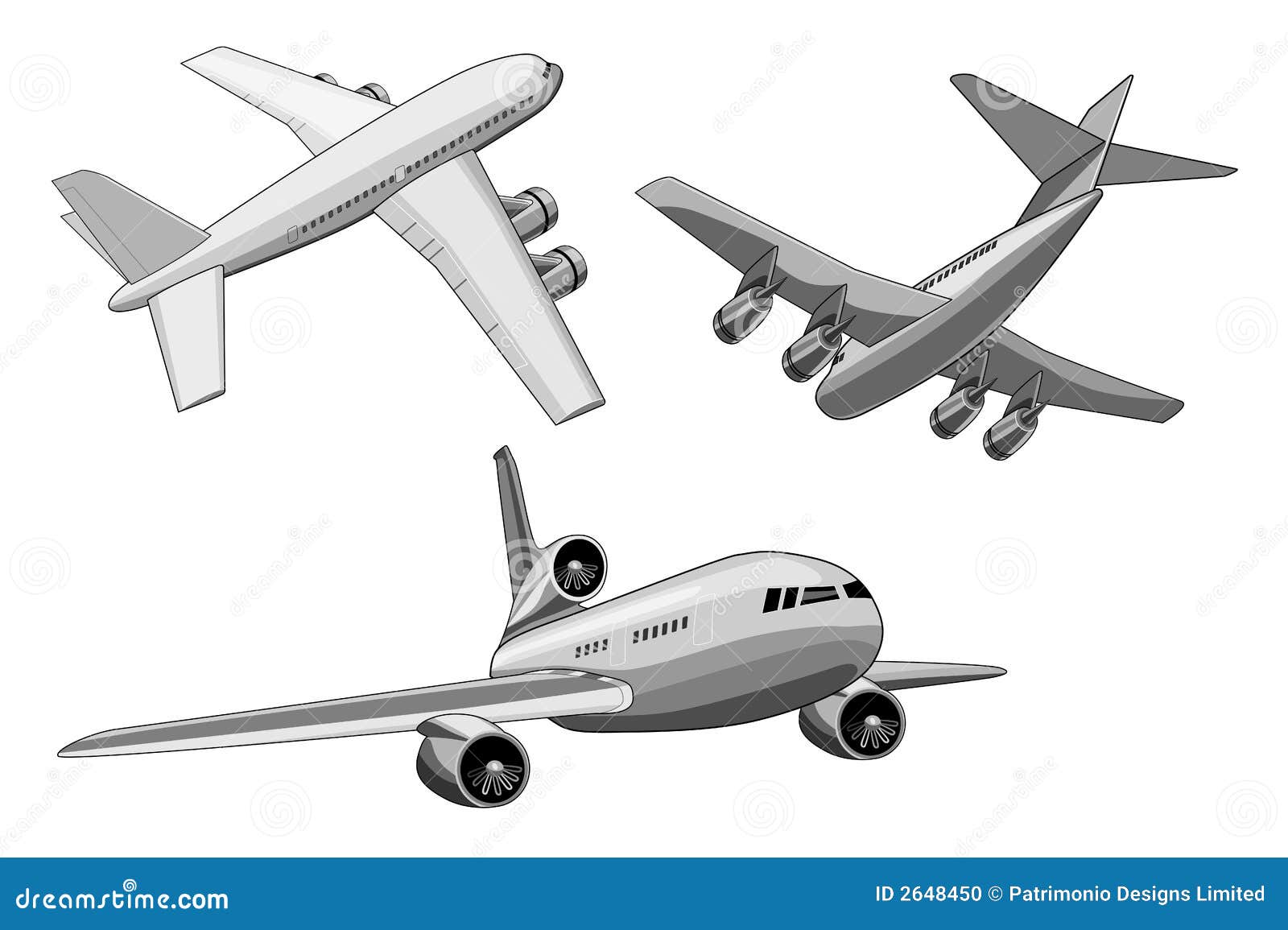 Jumbo jet plane 3 views stock vector. Illustration of aircraft - 2648450