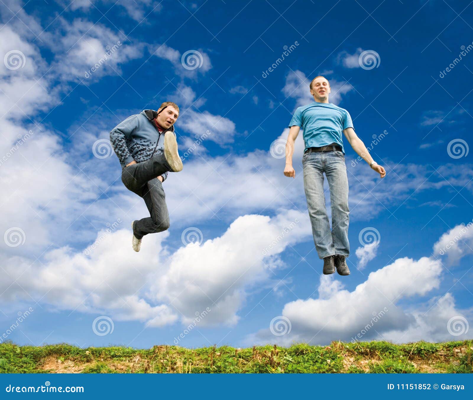 Jump stock photo. Image of action, jumping, cloudy, friends - 11151852