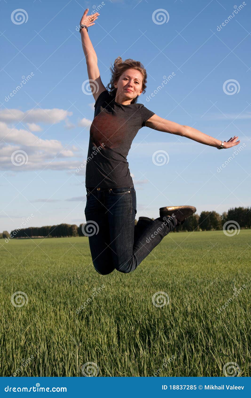 Jump stock image. Image of field, young, girl, freedom - 18837285