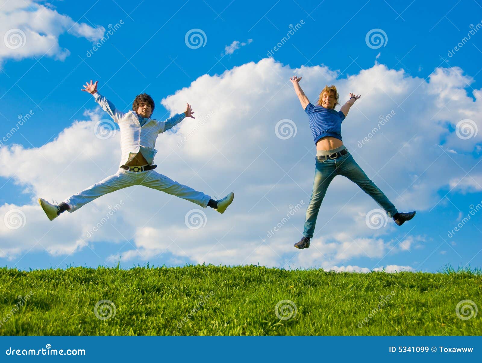 Jump stock image. Image of cloud, energy, field, meadow - 5341099