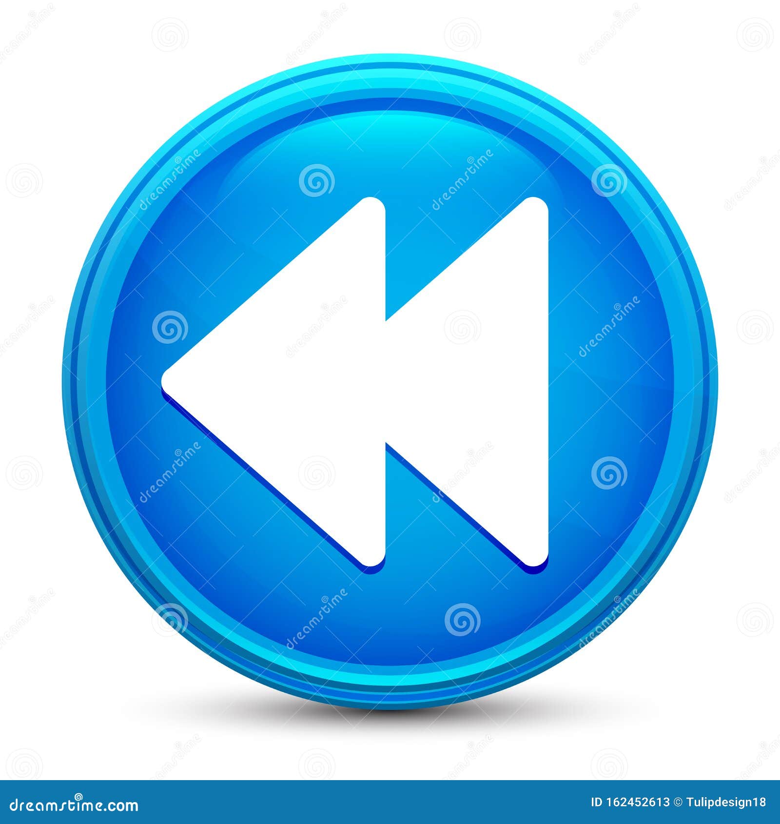 Jump Backward Icon Glass Shiny Blue Round Button Isolated Design Vector ...