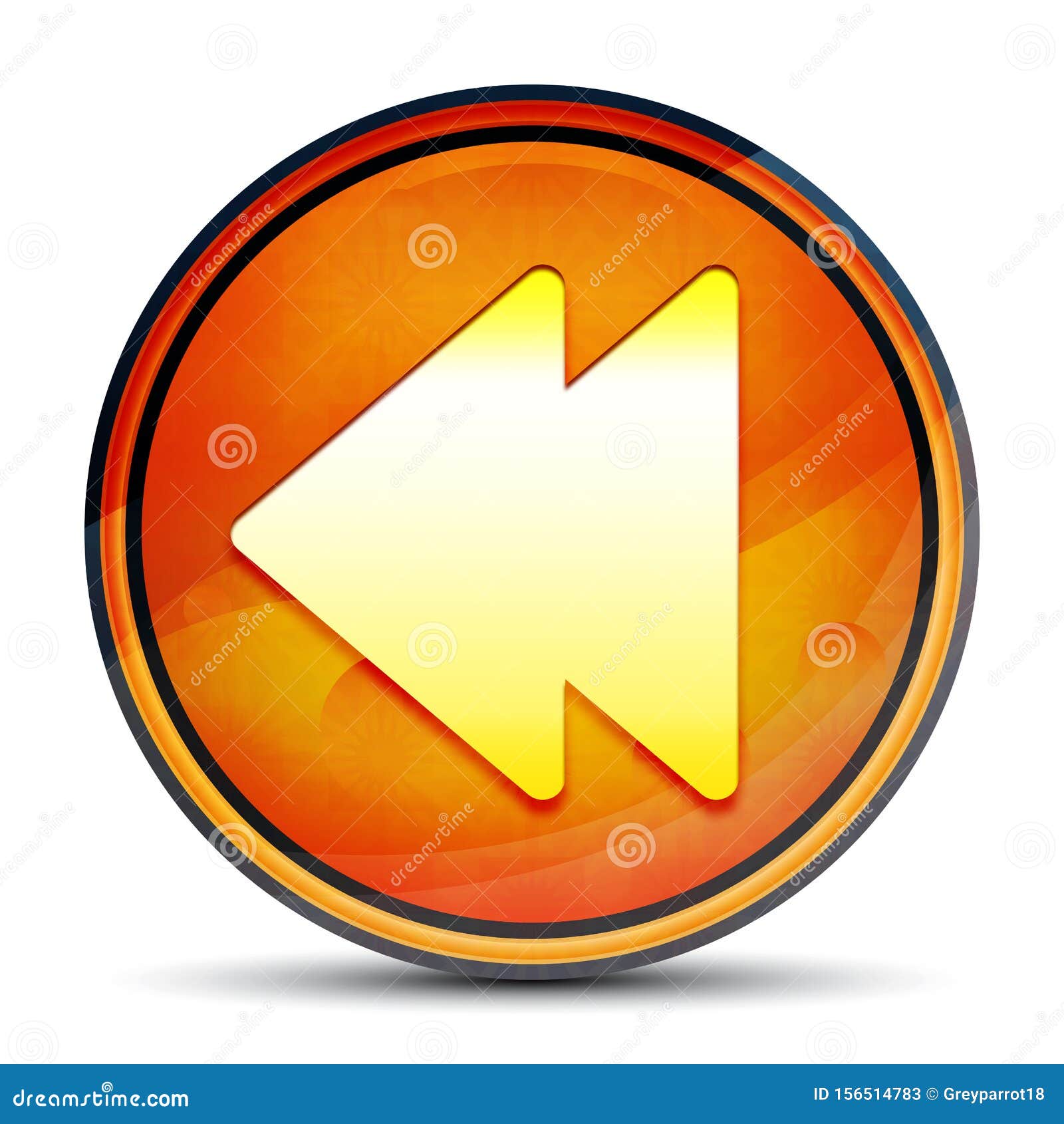 Jump Backward Icon Shiny Bright Orange Round Button Illustration Stock ...