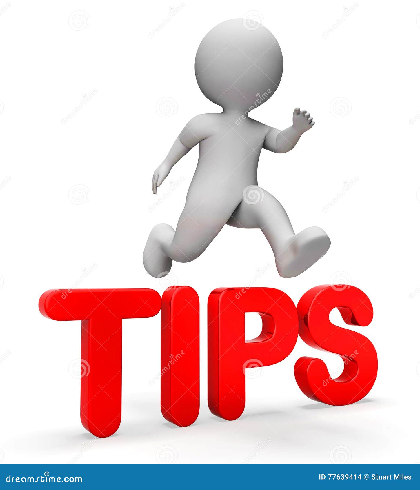 Jump Character Indicates Tips Label and Man 3d Rendering Stock ...