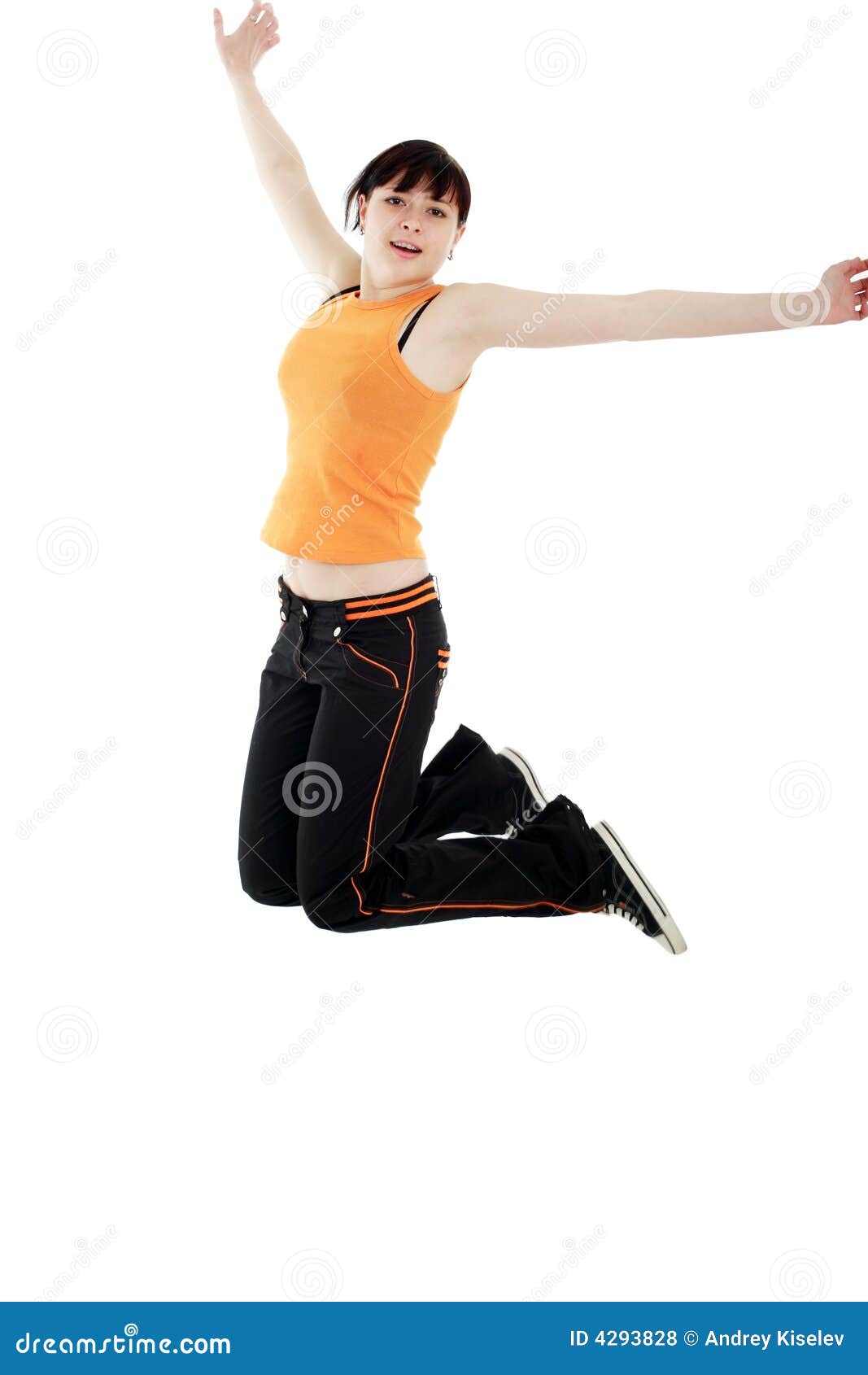 Jump girl stock photo. Image of full, cheerful, orange - 4293828