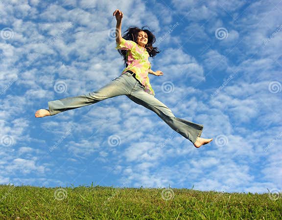 Jump girl stock photo. Image of legs, good, blue, outdoors - 872782