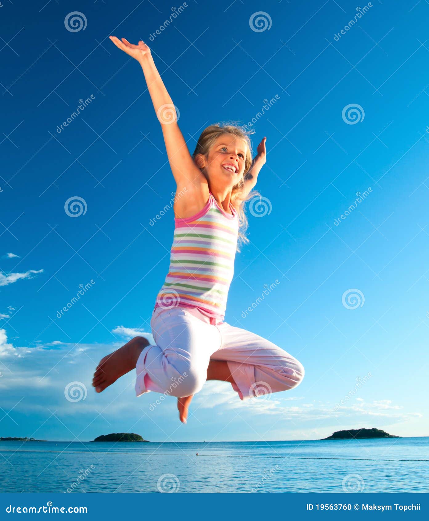 Jump Girl and Sea stock photo. Image of fitness, kiddy - 19563760