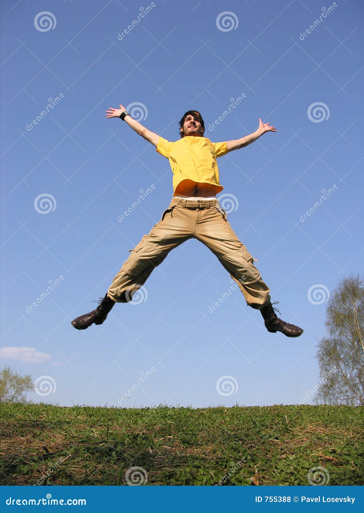 Jump guy on meadow stock photo. Image of hand, person, moscow - 755388