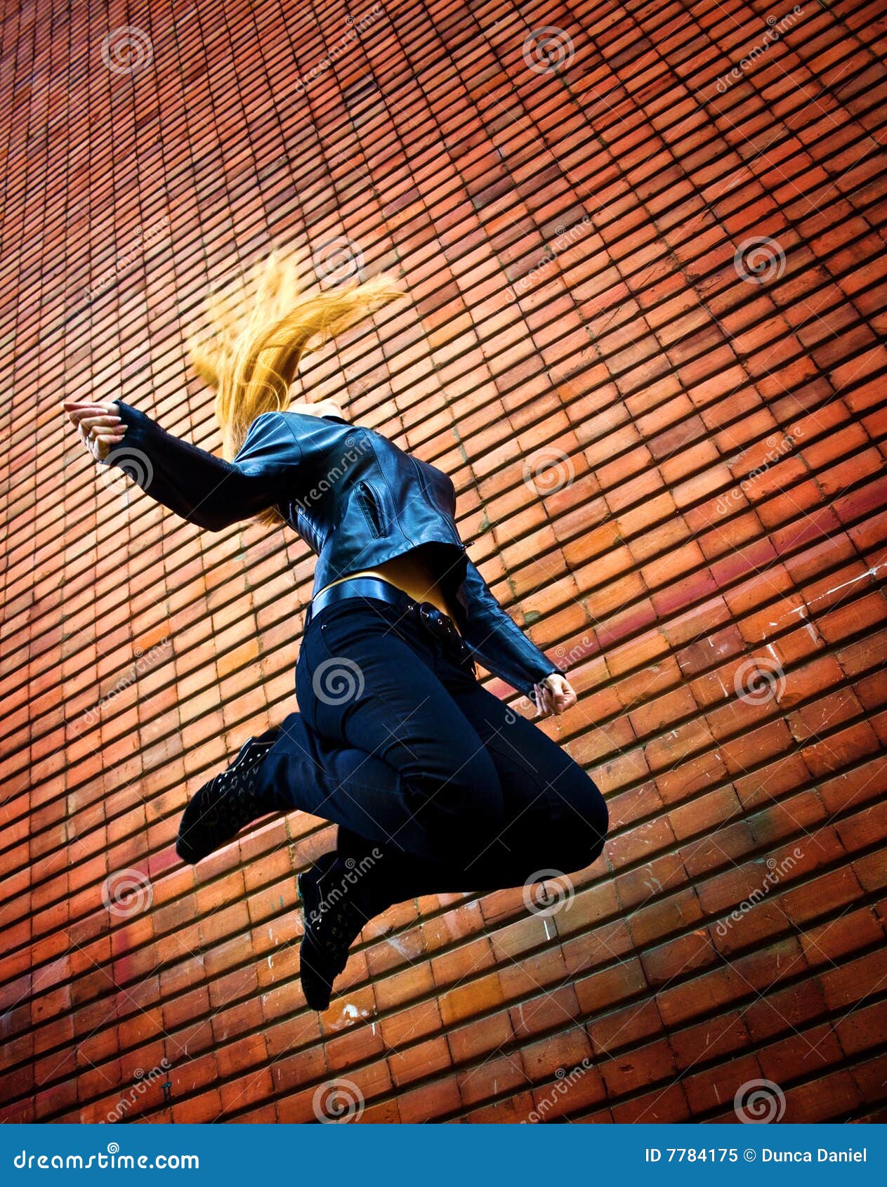 Jump of Happy Free Joyful Active One Woman Stock Image - Image of ...