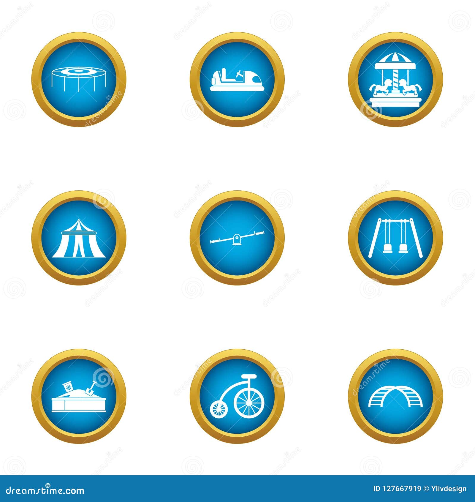 Jump icons set, flat style stock vector. Illustration of party - 127667919