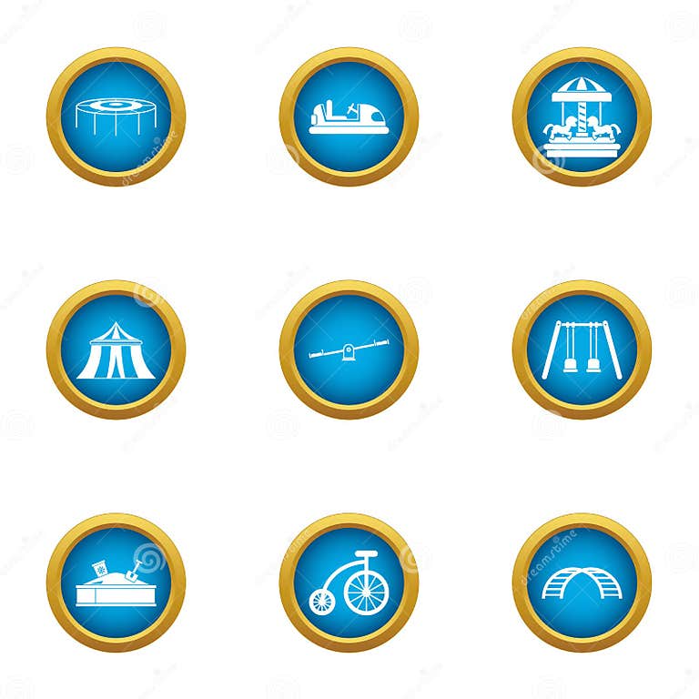 Jump icons set, flat style stock vector. Illustration of party - 127667919