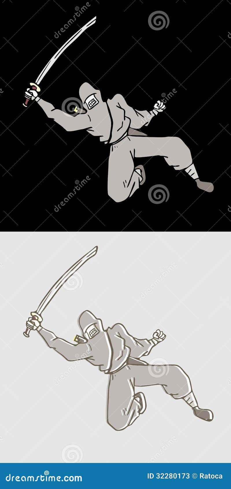 Jump katana stock vector. Illustration of black, chinese - 32280173
