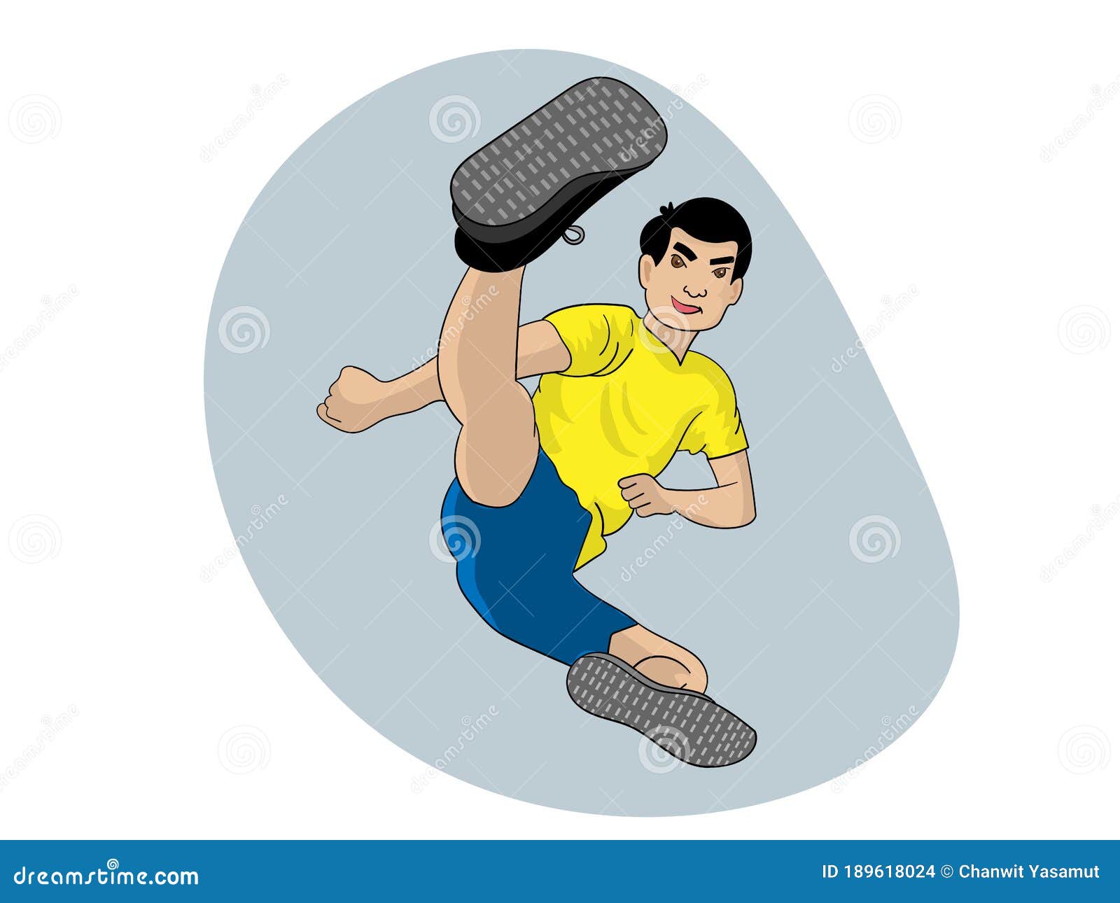 Jump and Kick in the Air with Beautiful Posture Stock Vector ...