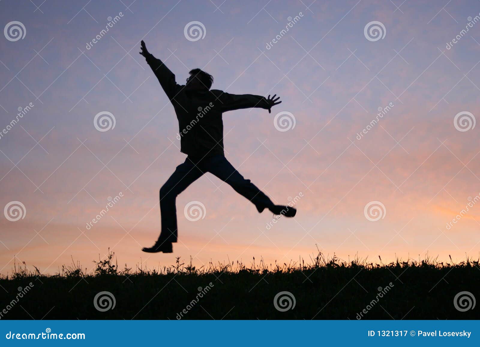 Jump man on sunset stock image. Image of enjoying, evening - 1321317