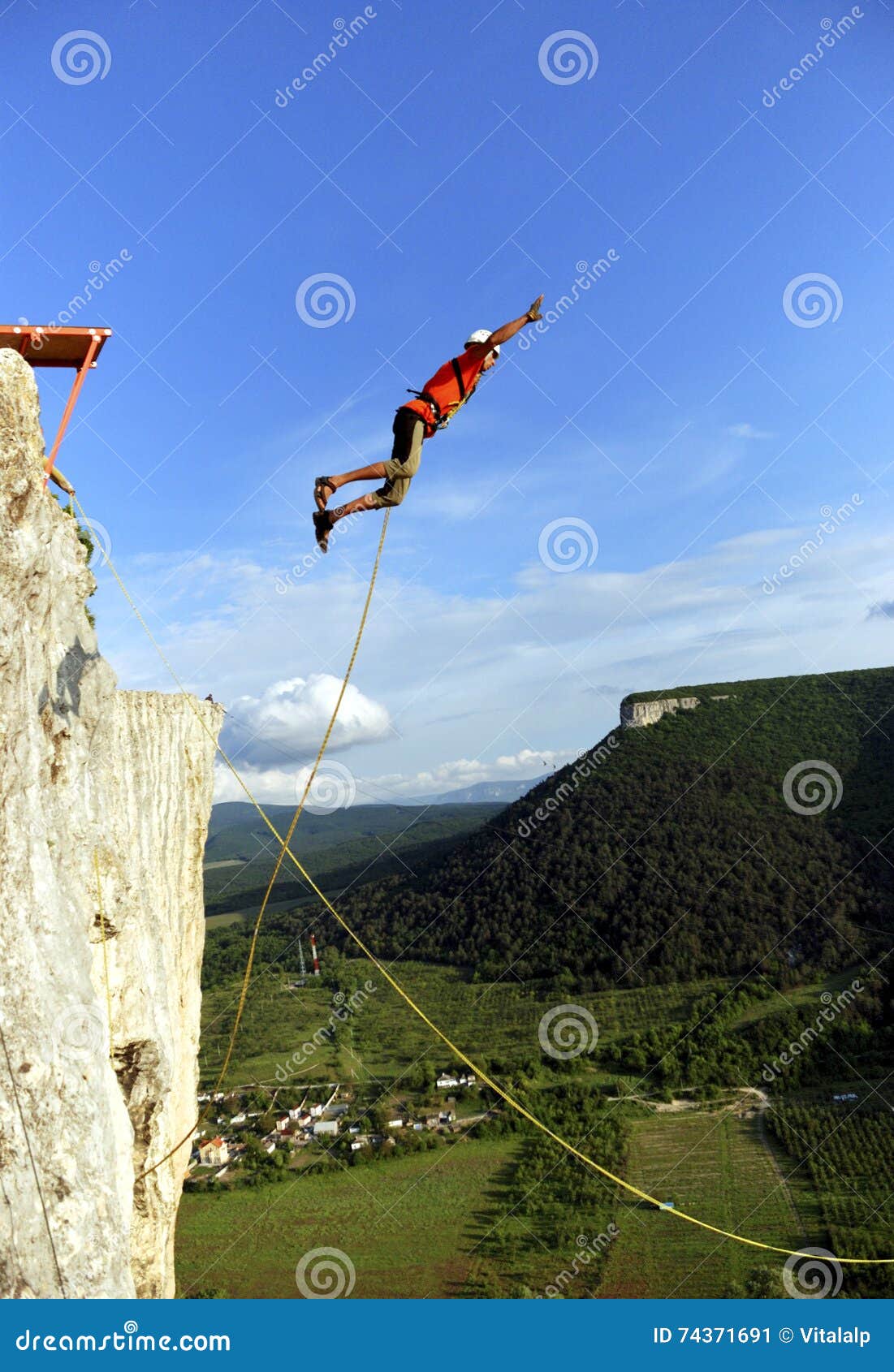 Jump off the cliff. stock image. Image of freedom, bungee - 74371691