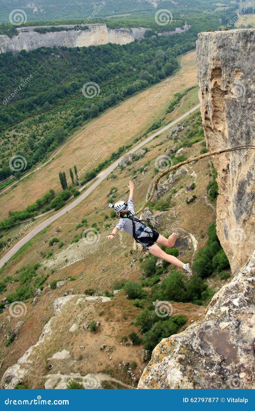 Jump Off a Cliff with a Rope. Stock Image - Image of freefall, high ...