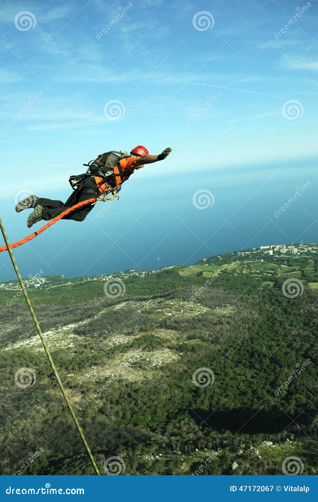 Jump Off a Cliff with a Rope.Bungee Jumping Stock Image - Image of high ...