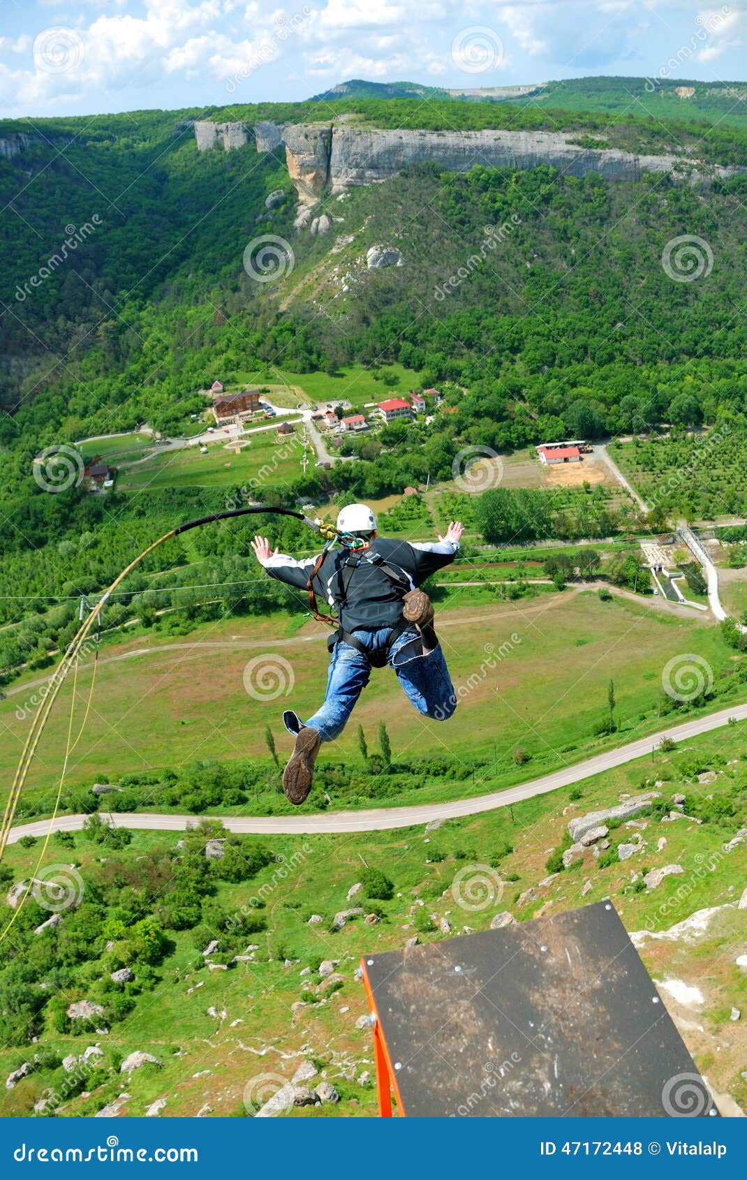 Jump Off a Cliff with a Rope.Bungee Jumping Stock Photo - Image of cord ...