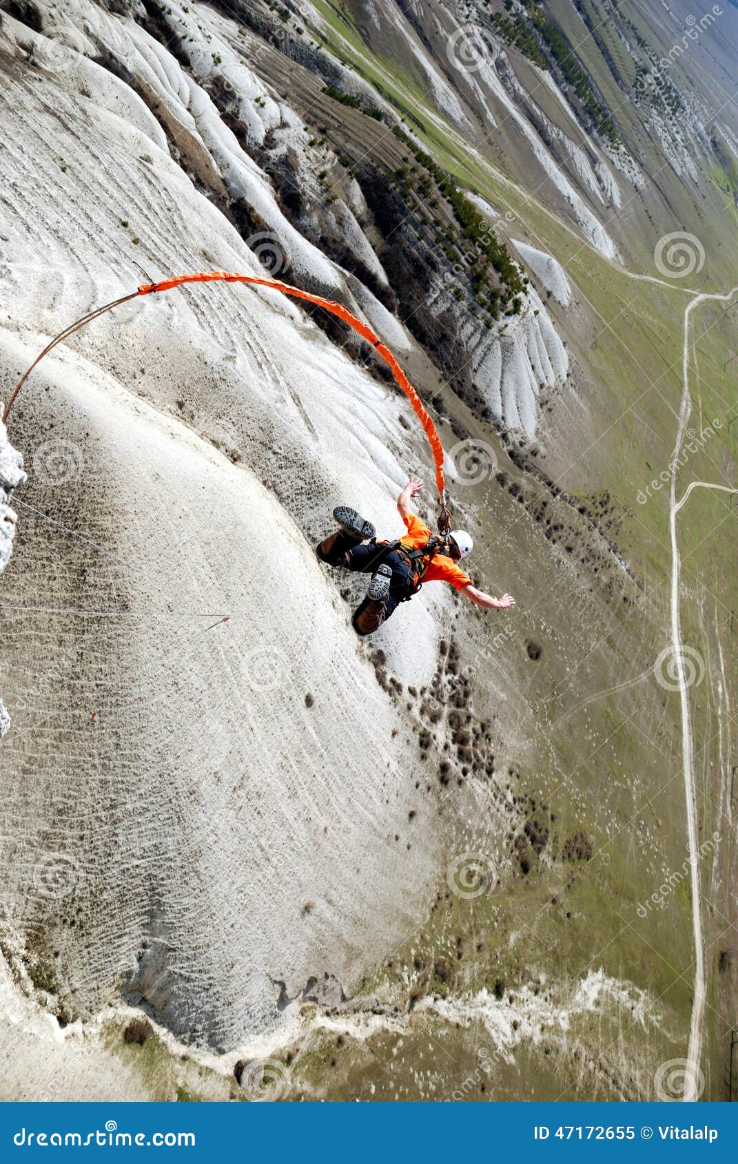 Jump Off a Cliff with a Rope.Bungee Jumping Stock Image - Image of ...