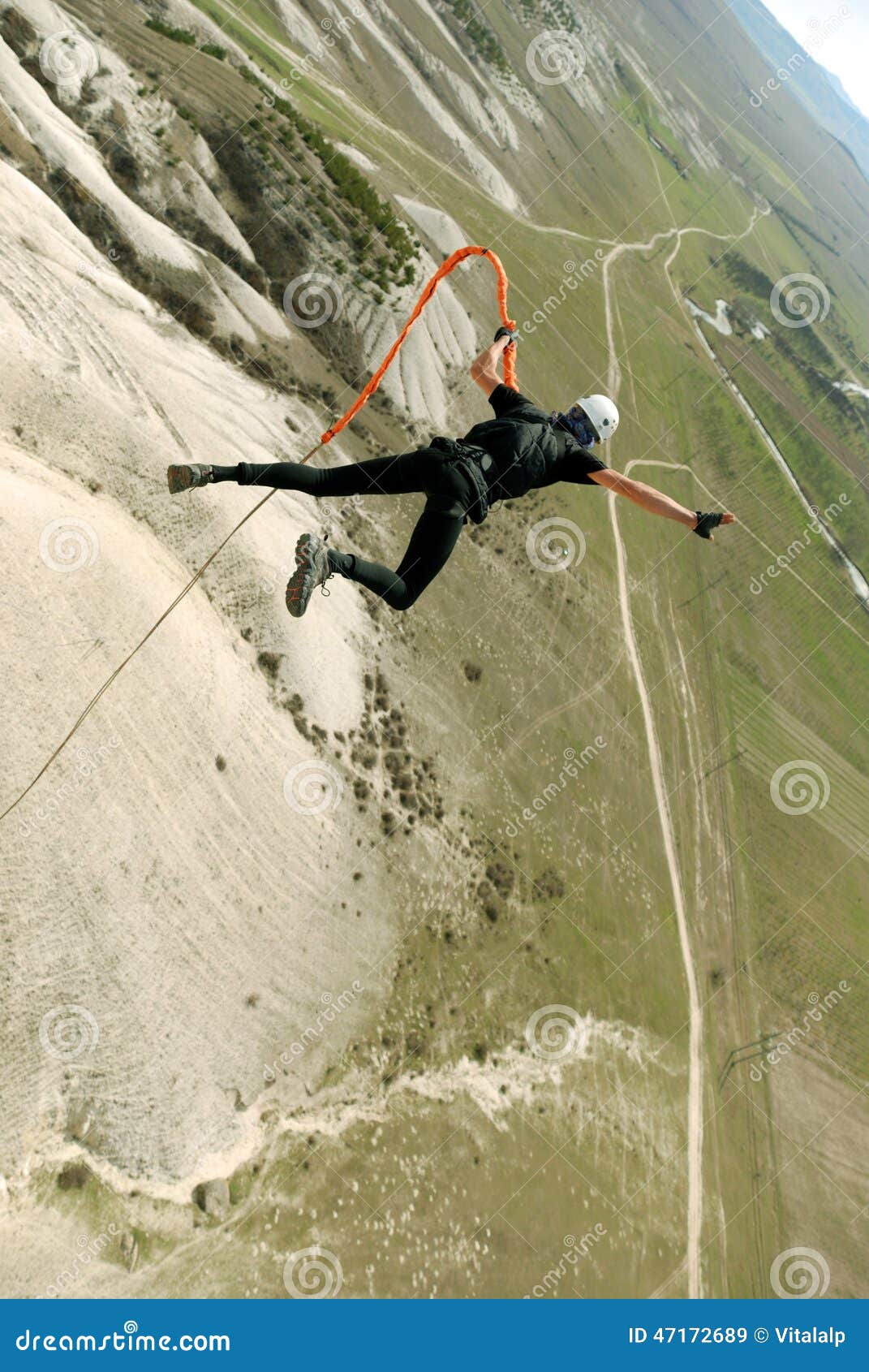 Jump Off a Cliff with a Rope.Bungee Jumping Stock Image - Image of ...