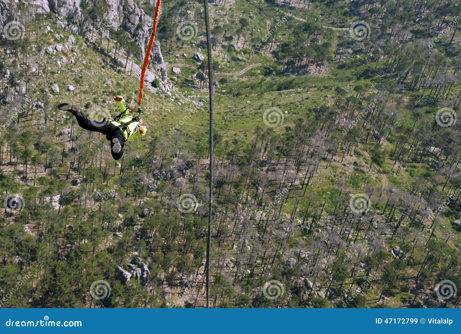 Jump Off a Cliff with a Rope.Bungee Jumping Stock Image - Image of ...