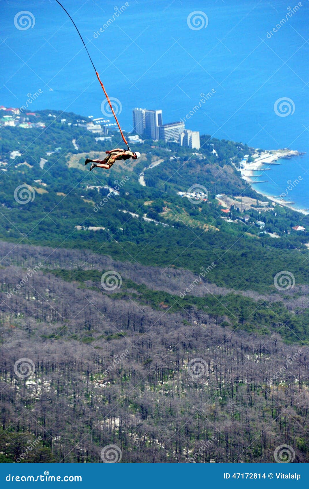Jump Off a Cliff with a Rope.Bungee Jumping Stock Photo - Image of ...