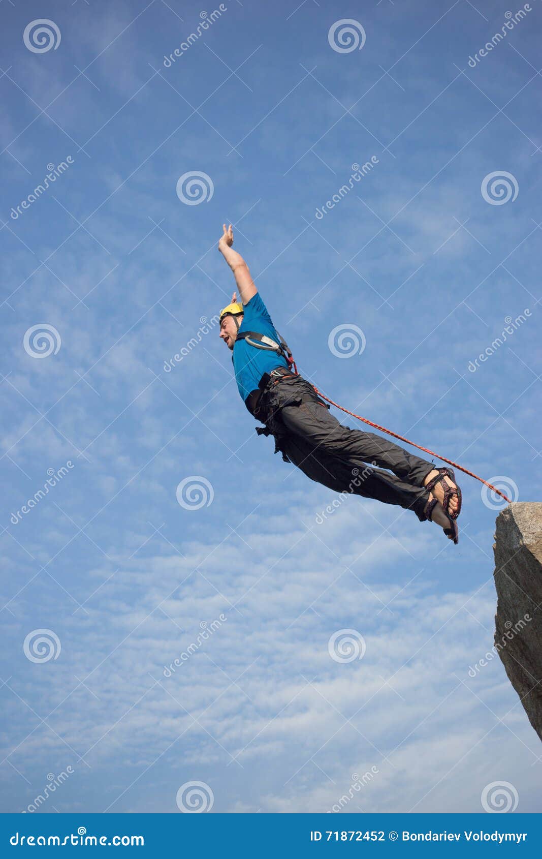 Jump Off the Cliff with a Rope. Stock Photo - Image of danger, risk ...