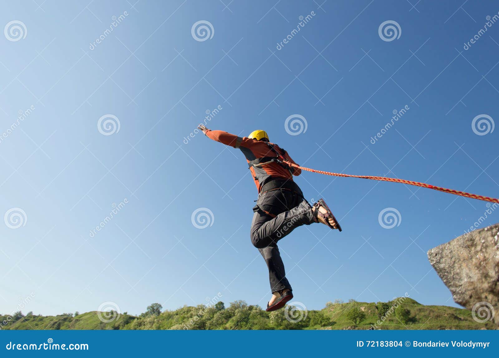 Jump Off the Cliff with a Rope. Stock Photo - Image of rope, fall: 72183804