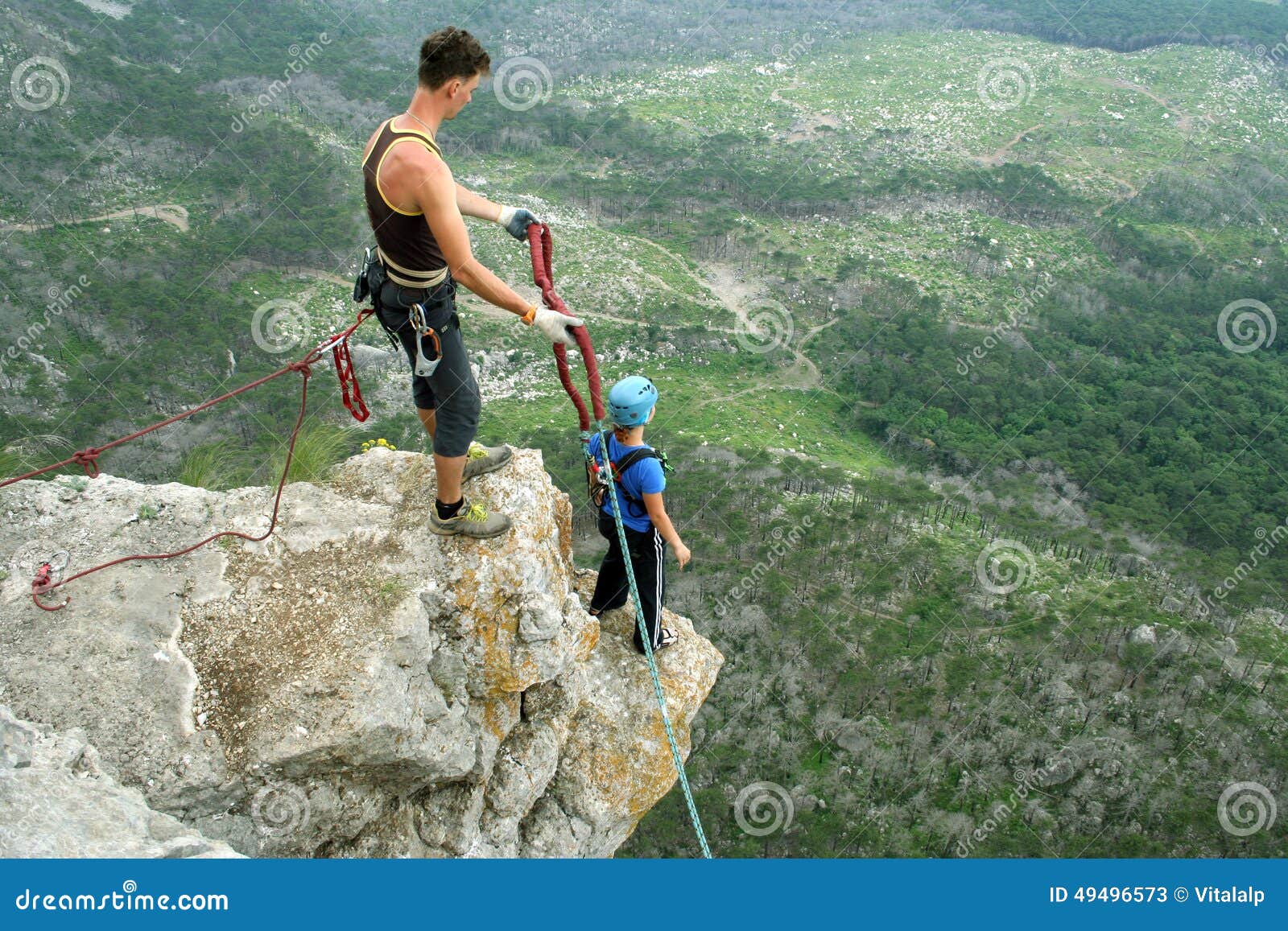 Jump Off a Cliff with a Rope. Stock Image - Image of people, challenge ...