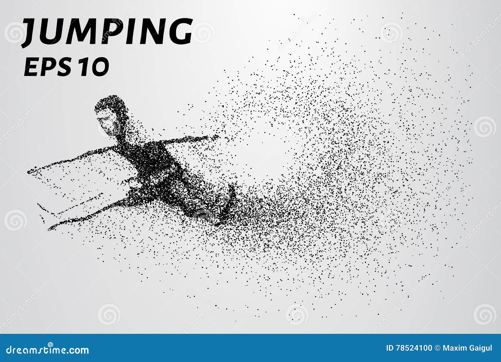 Jump from the Particles. Jumper Consists of Small Circles. Vector ...