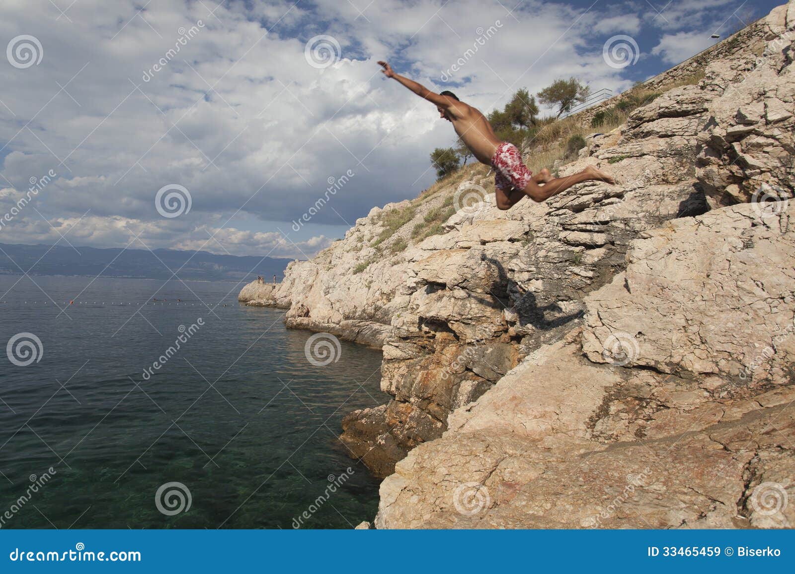 Jump from the Rocks in Adriatic Sea Stock Image - Image of healthy ...