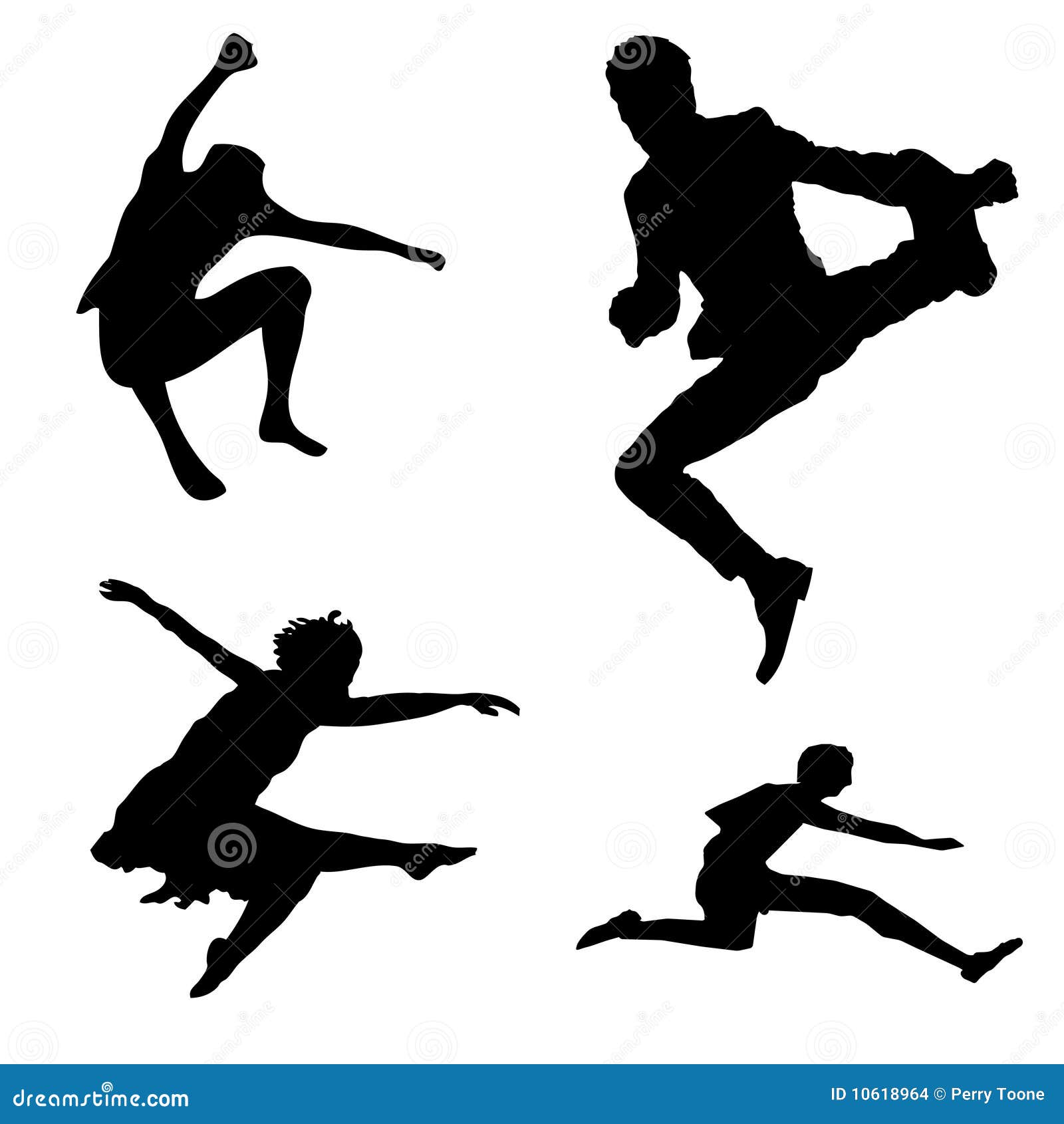 Jump Silhouette Set stock vector. Illustration of person - 10618964